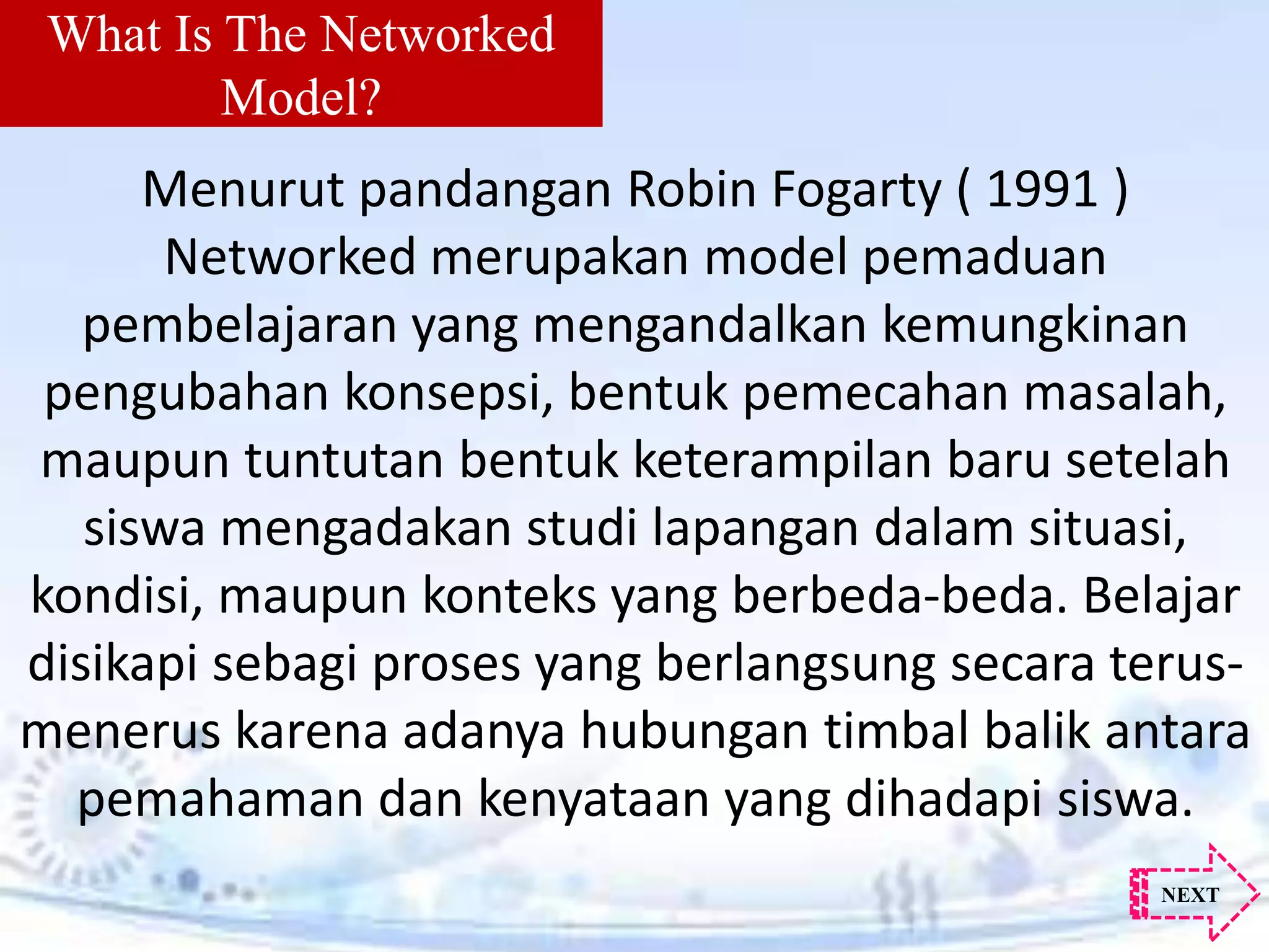 Ppt pembelajaran terpadu model networked | PPTX