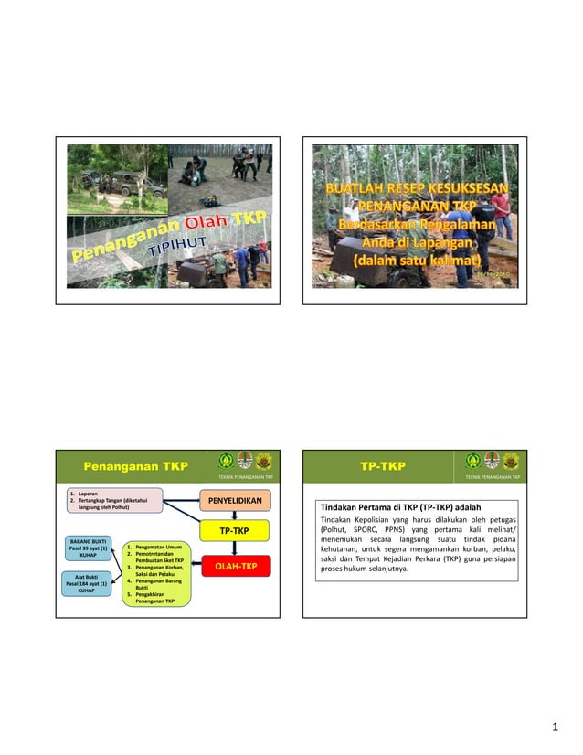 Ppt penanganan tkp untuk peningkatan kapasitas polhut gakum | PDF