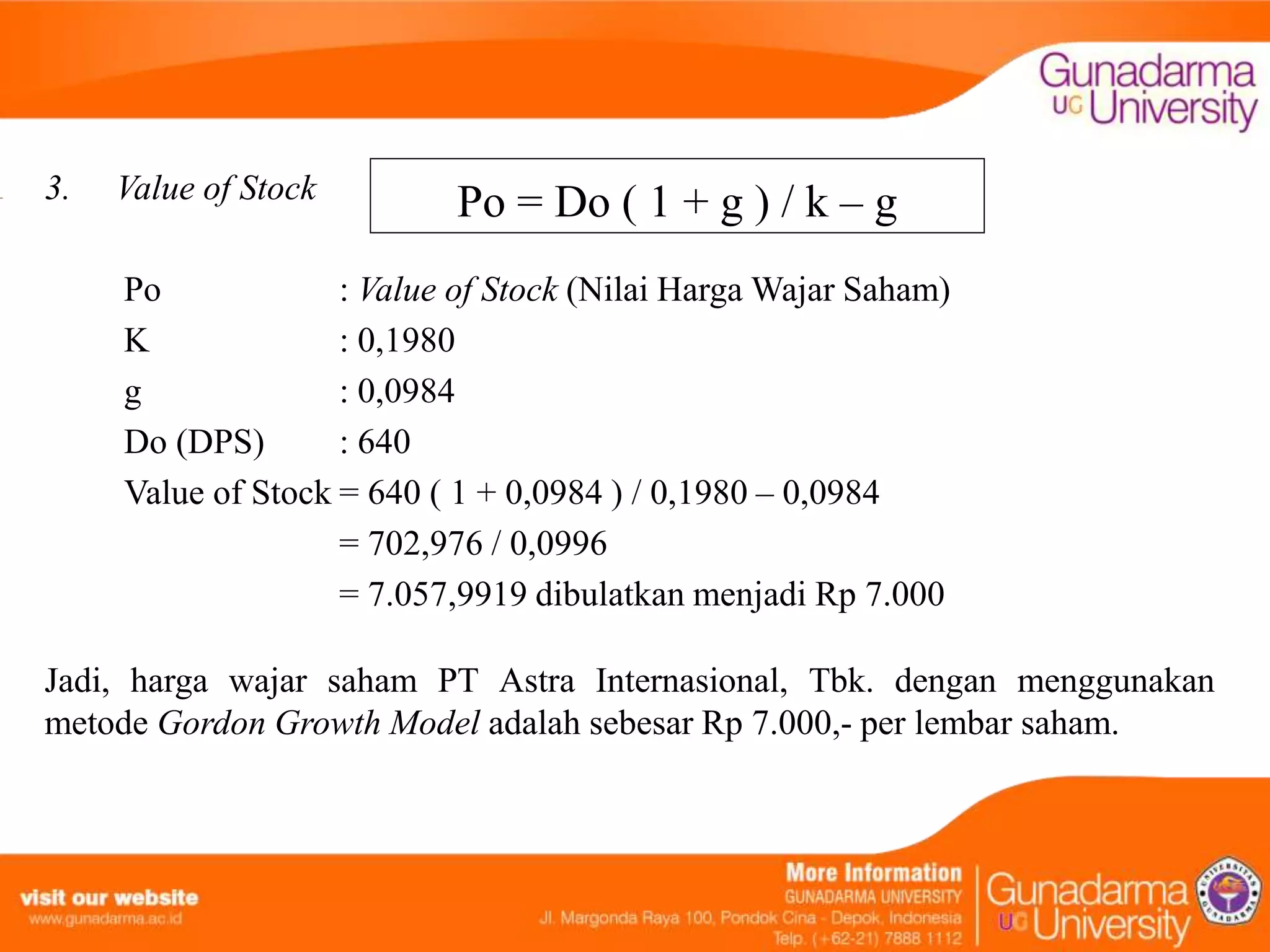 PPT Penentuan Nilai Harga Wajar Saham pada PT Astra Internasional ...