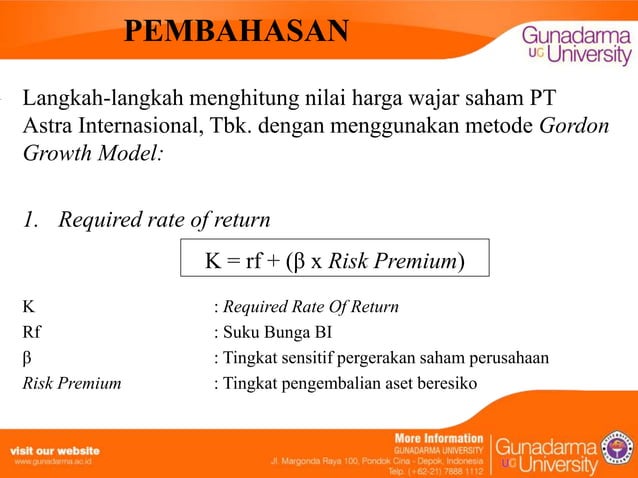 PPT Penentuan Nilai Harga Wajar Saham pada PT Astra Internasional dengan Menggunakan Metode ...