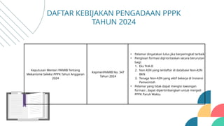 PPT PENGADAAN PEGAWAI PEMERINTAH PERJANJIAN KERJA 2024.pptx | Free Download