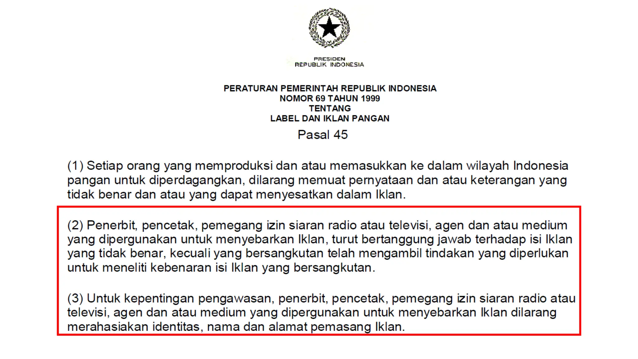 Pengawasan Iklan Pangan Olahan sesuai dengan Peraturan yang berlaku | PDF