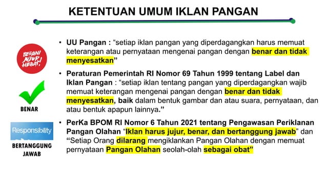 Pengawasan Iklan Pangan Olahan sesuai dengan Peraturan yang berlaku | PDF
