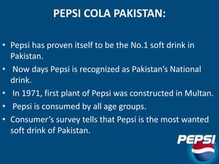 Strategic Management Project on Pepsi Cola Pakistan | PPTX