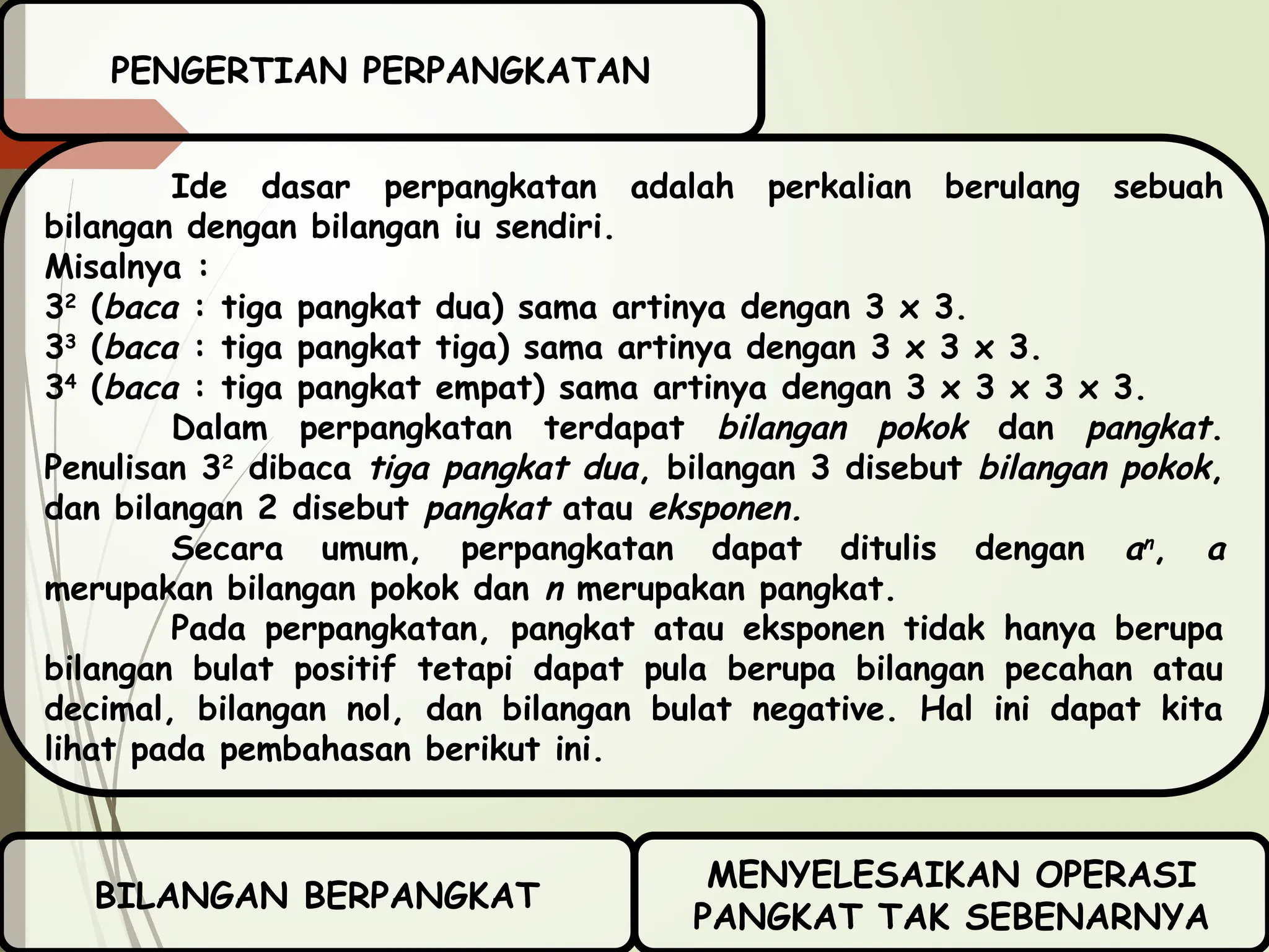 PERPANGKATAN BENTUK AKAR PERPANGKATAN DAN BENTUK AKAR | PPTX