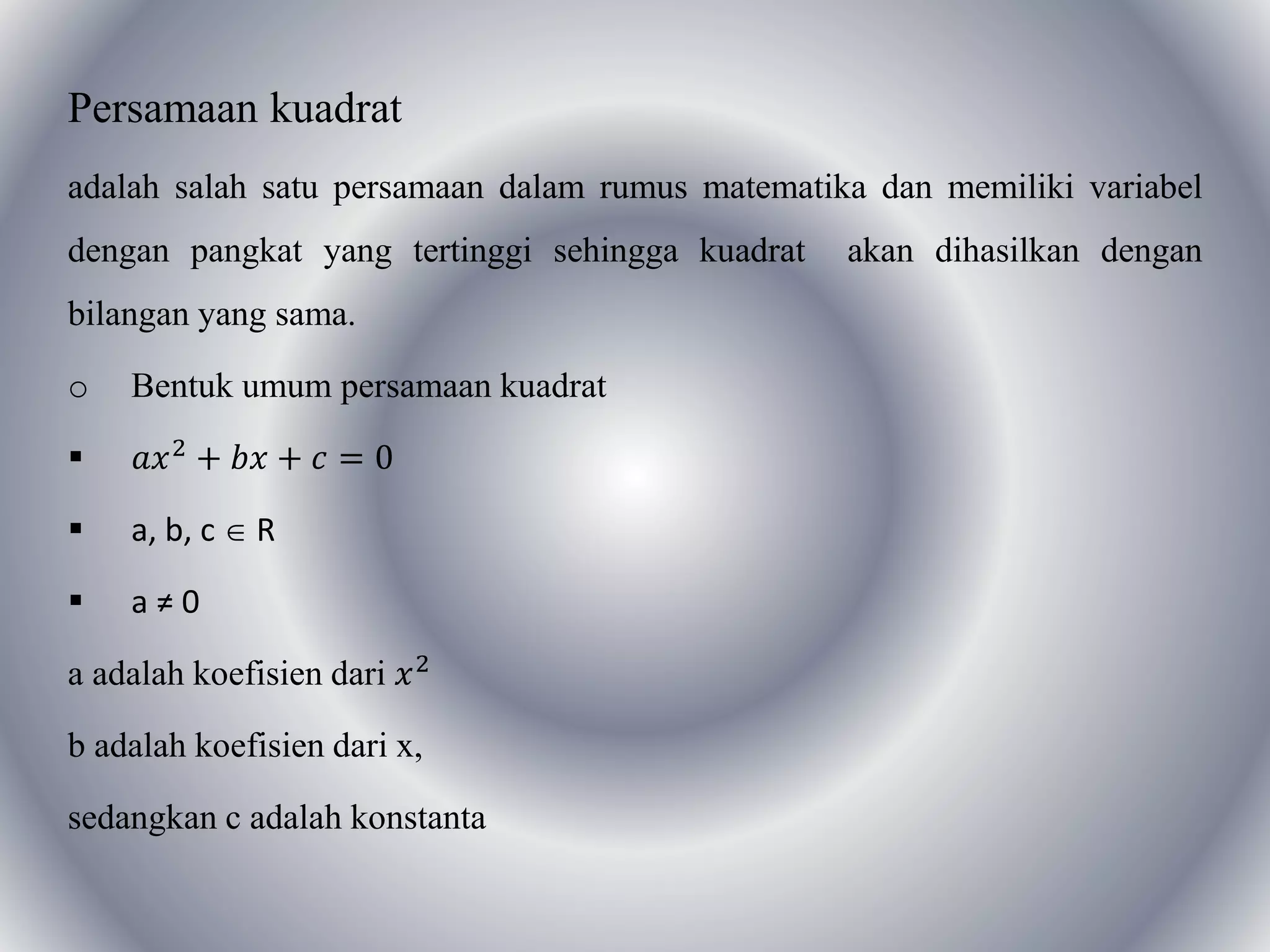 PPT Persamaan Kuadrat | PPT