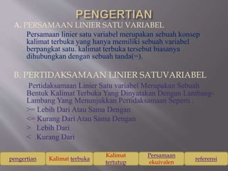 Ppt persamaan linier satu variabel | PPTX
