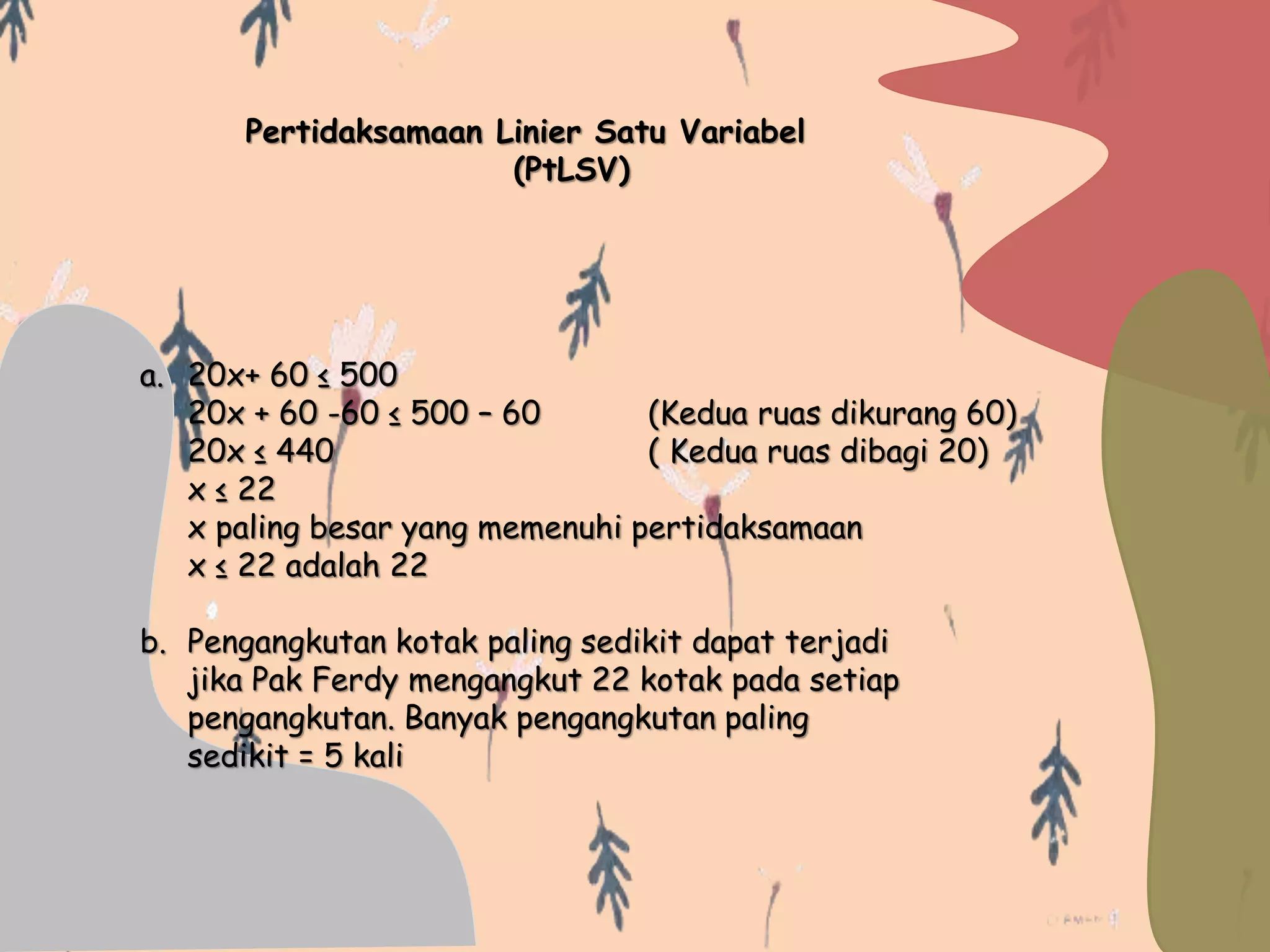 Ppt persamaan linier satu variabel (plsv) &pertidaksamaan linier satu ...