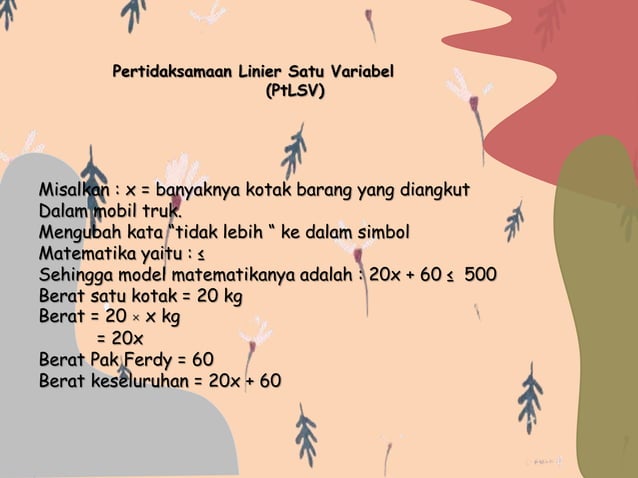 Ppt persamaan linier satu variabel (plsv) &pertidaksamaan linier satu ...