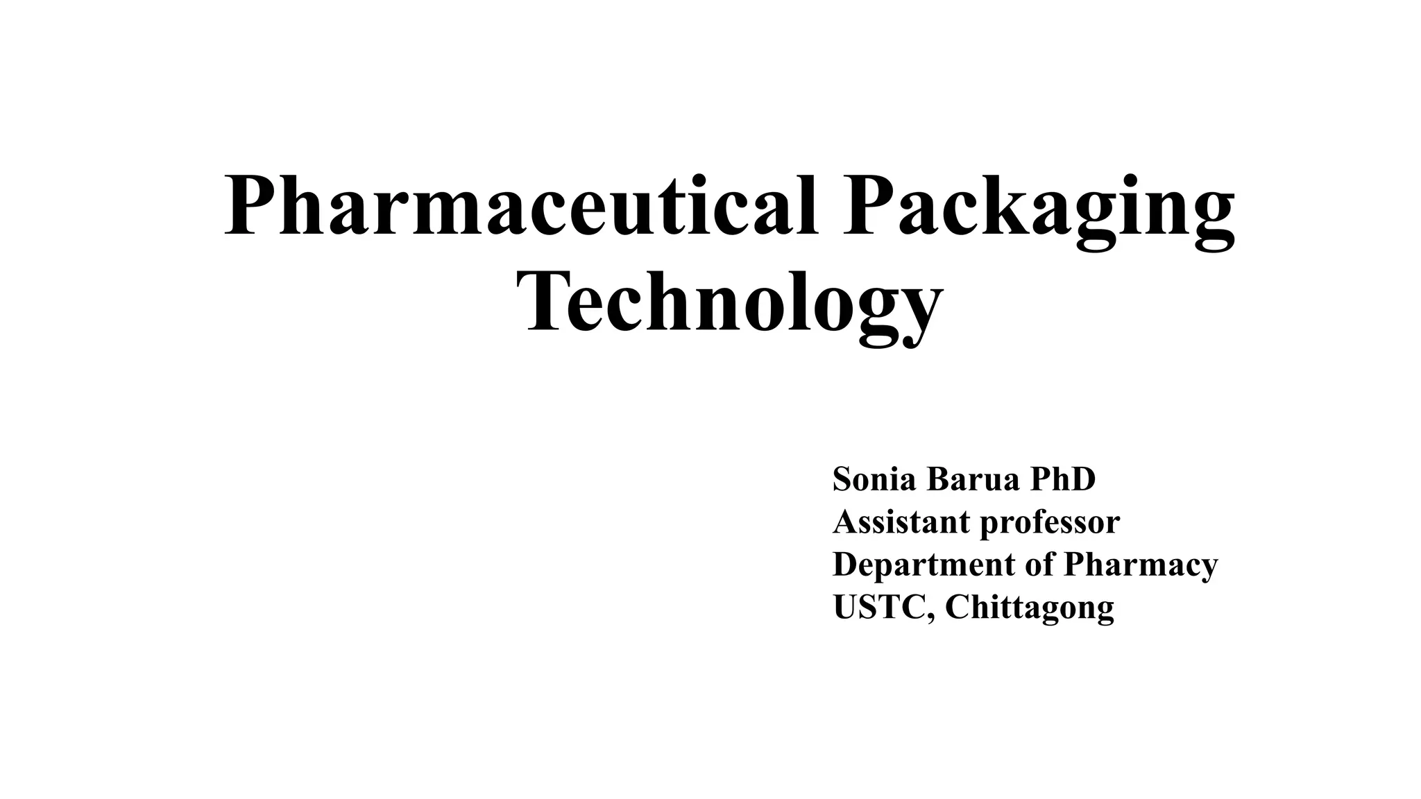 Pharmaceutical packaging technology | PDF