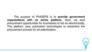 Power Point for PhilGEPS Orientation for Secondary and Elementary ...