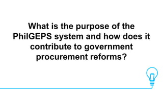 Power Point for PhilGEPS Orientation for Secondary and Elementary ...