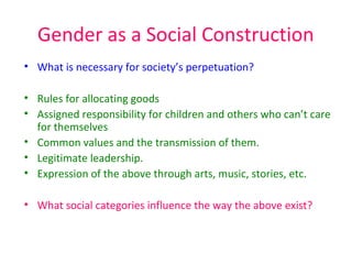GENDER AS A SOCIAL CONSTRUCT | PPT