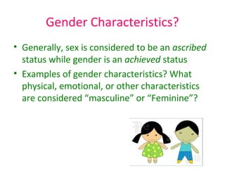 Characteristics Examples Of Gender