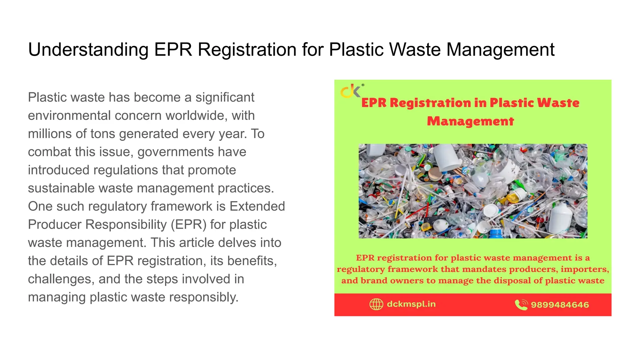 What are the benefits of EPR Registration in Plastic Waste Management | PPT