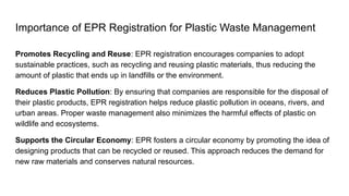 What are the benefits of EPR Registration in Plastic Waste Management | PPT