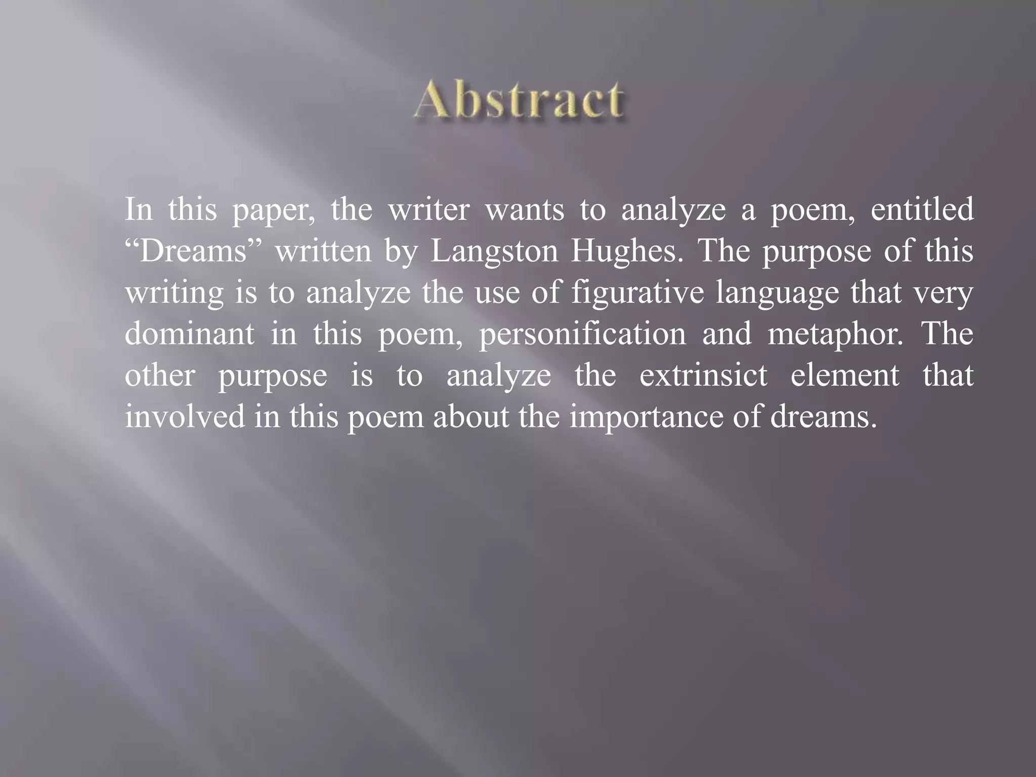 The Importance of Dreams Based On "Dreams" by Langston Hughes | PPTX ...