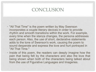 Analysis of "All The Time" written by May Swenson | PPTX