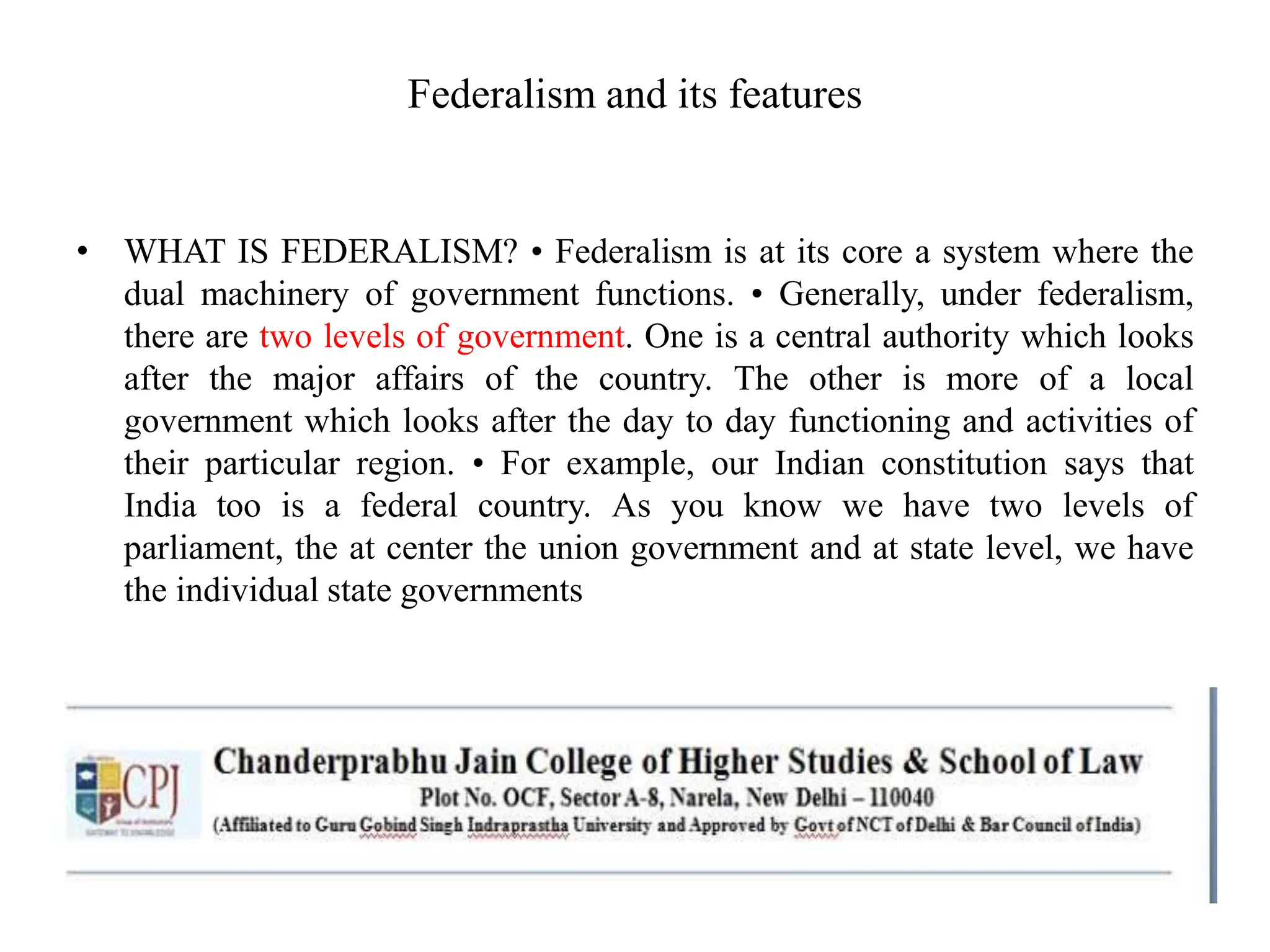 PPT_Political Science - II - Unit 1 - Federal Form of Govt.ppt