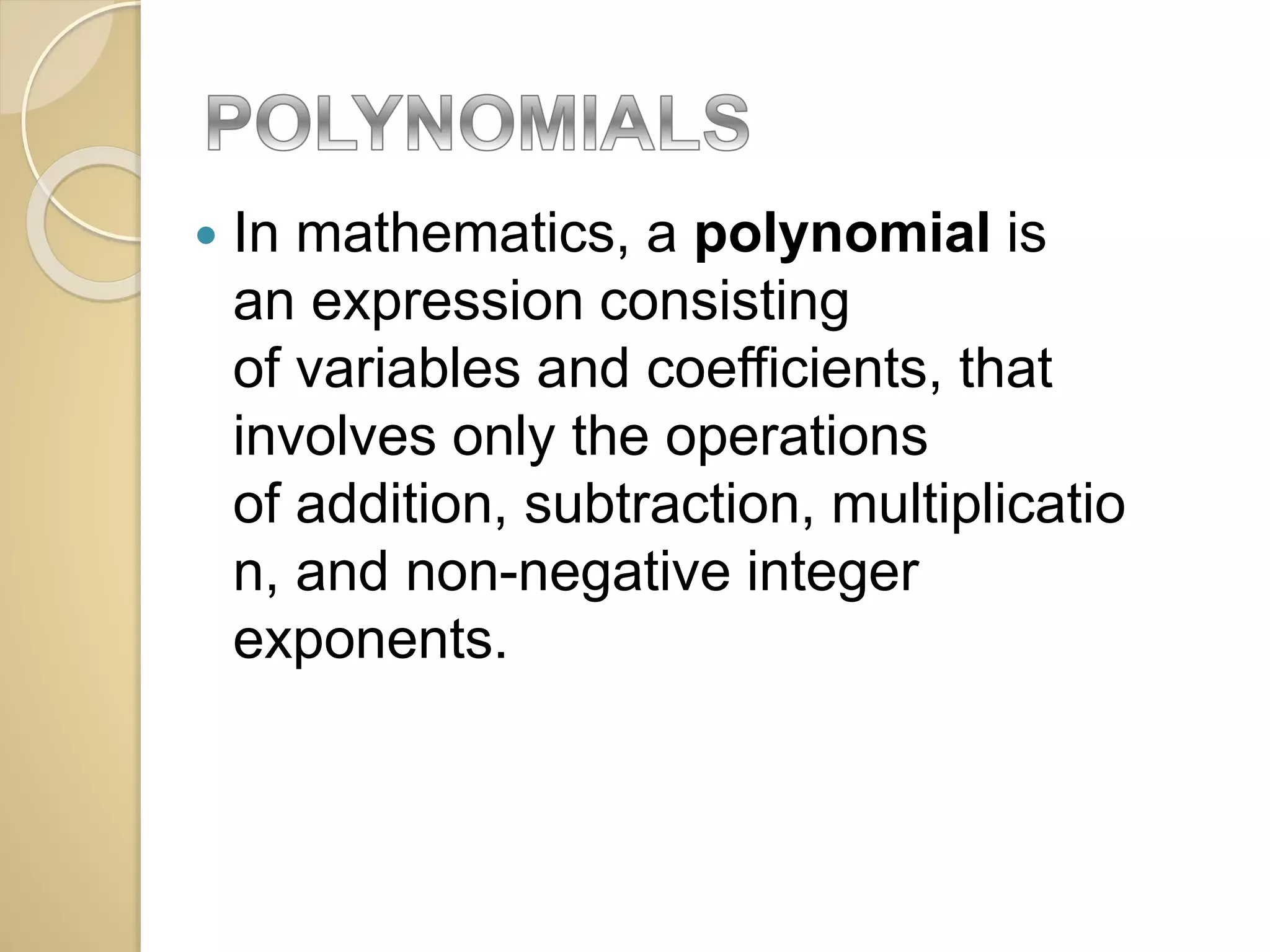 Ppt polynomials(prince) | PPTX