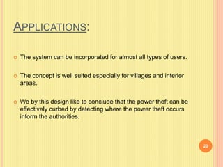 Ppt power theft identification and detection using gsm | PPTX