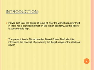 Ppt power theft identification and detection using gsm | PPTX