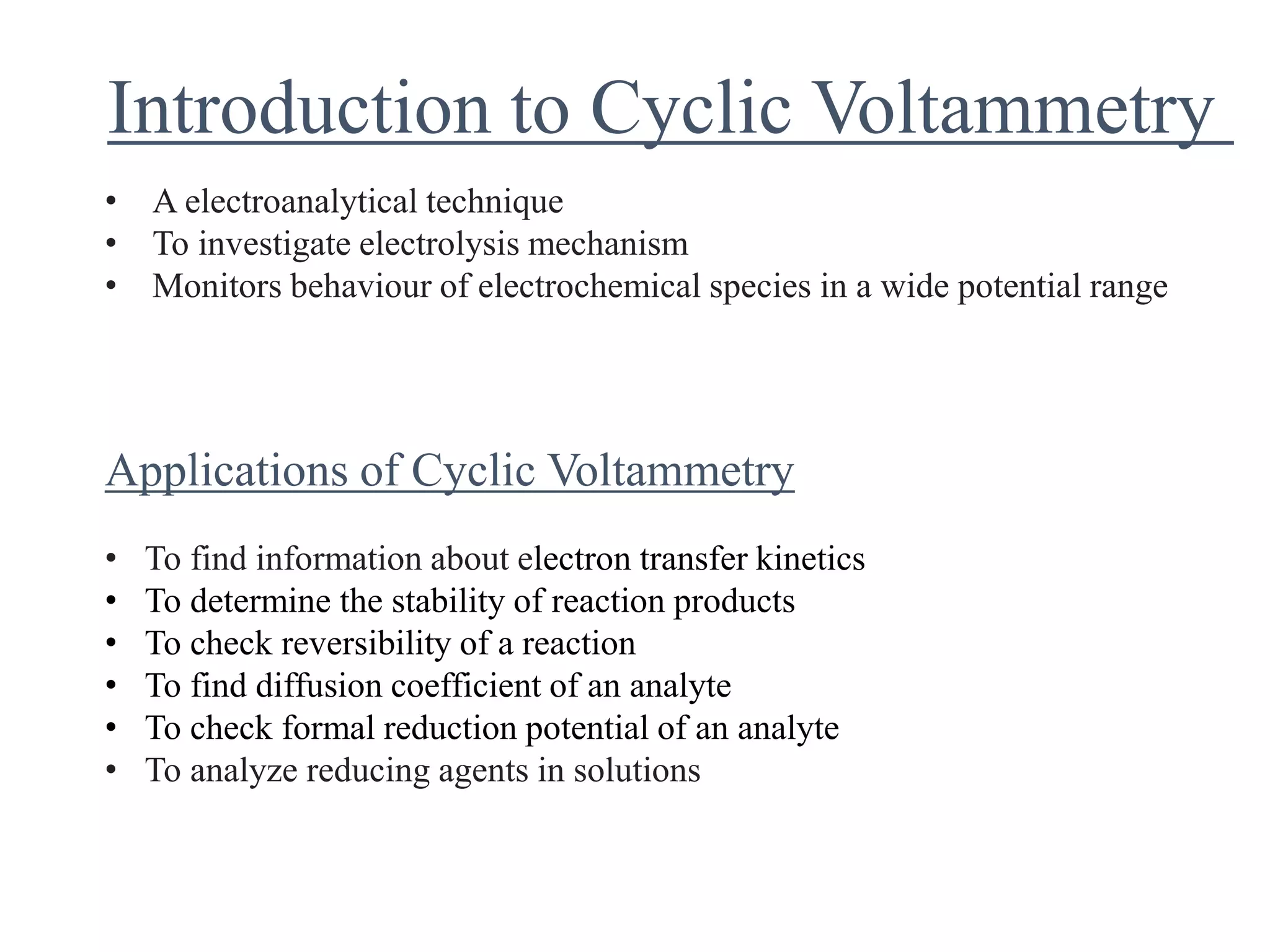 Cyclic Voltametery | PPTX