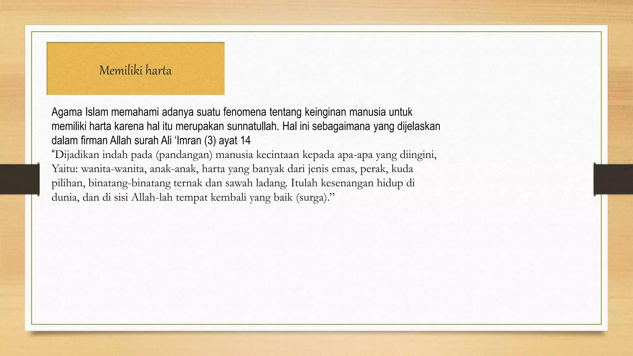 Ppt presentasi ekonomi islam pengertian harta dalam islam | PPTX