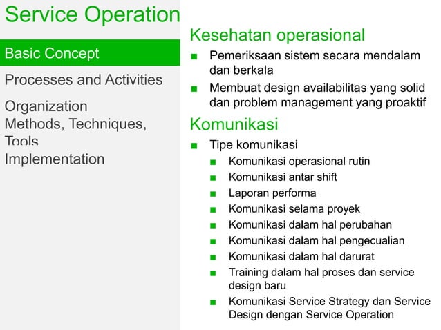 Service Operation - Manajemen Layanan Teknologi Informasi | PPTX