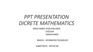 DISCRETE MATHEMATICS POWRPOINT PRESENTATION ON COMBINATIONS | PPTX