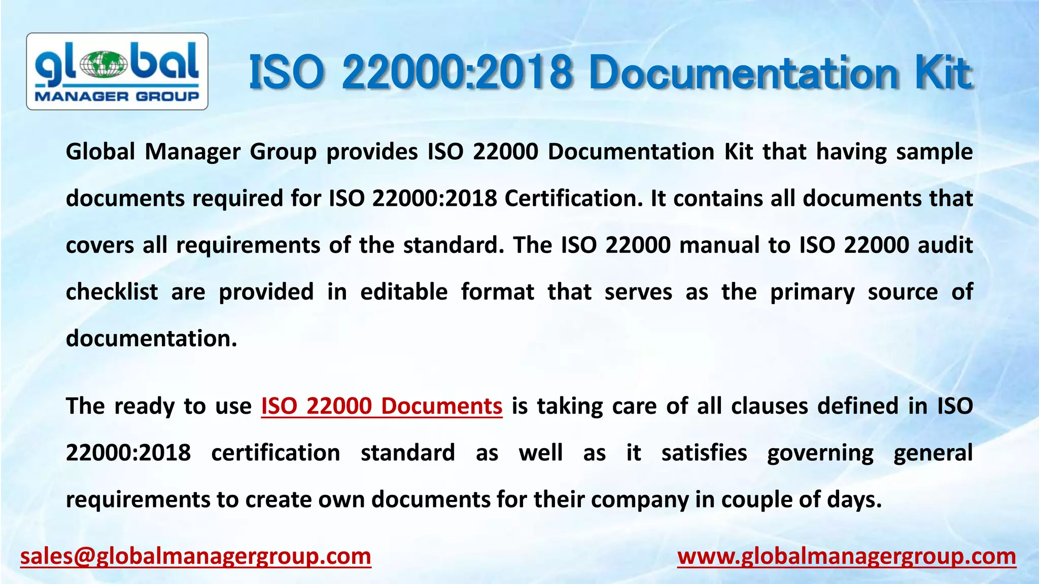 What Documentation required for ISO 22000:2018 Certification? | PPTX