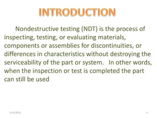 NDT (NON DESTRUCTIVE TESTING) OF CONCRETE STRUCTURE ANSHUL | PPTX