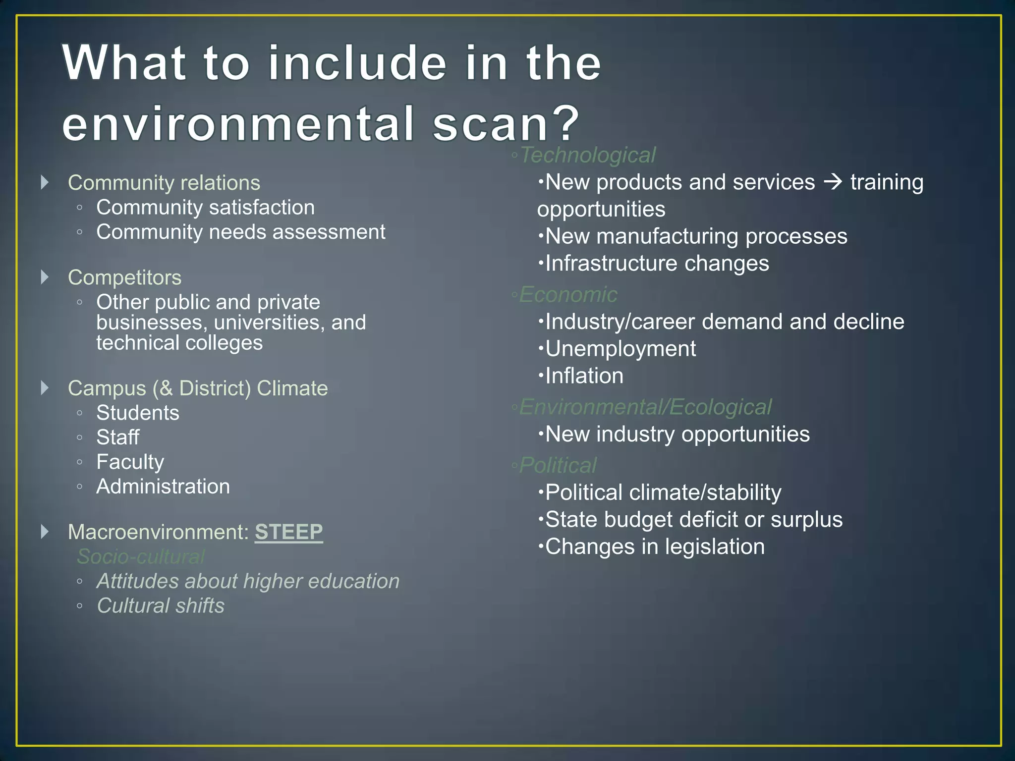 Ppt presentation on environmental scanning | PPT