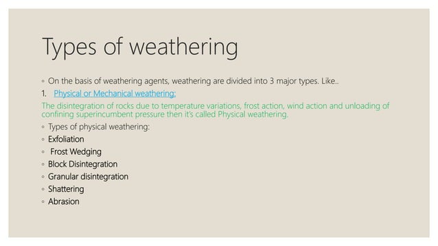 Ppt presentation, weathering | PPTX | Chemistry | Science