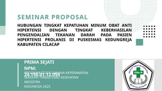 HUBUNGAN TINGKAT KEPATUHAN MINUM OBAT ANTI HIPERTENSI DENGAN TINGKAT ...