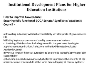 Institutional Development Plans for Higher Educational Institutes ...