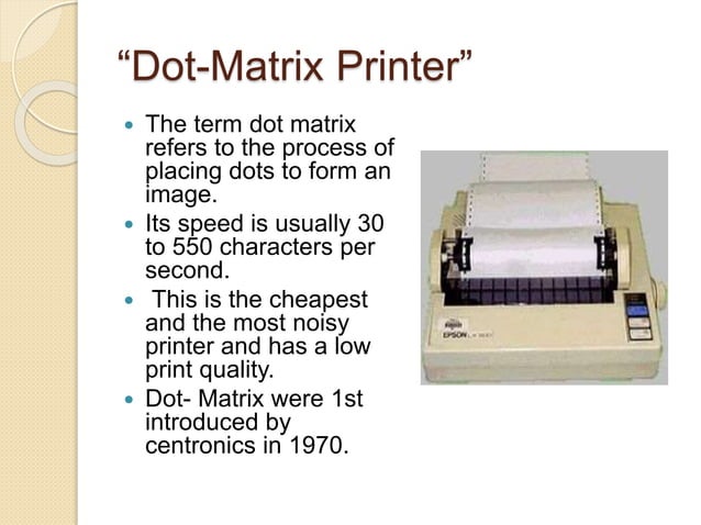 Printer and it's types | PPTX | Desktop Publishing | Computer Software and Applications