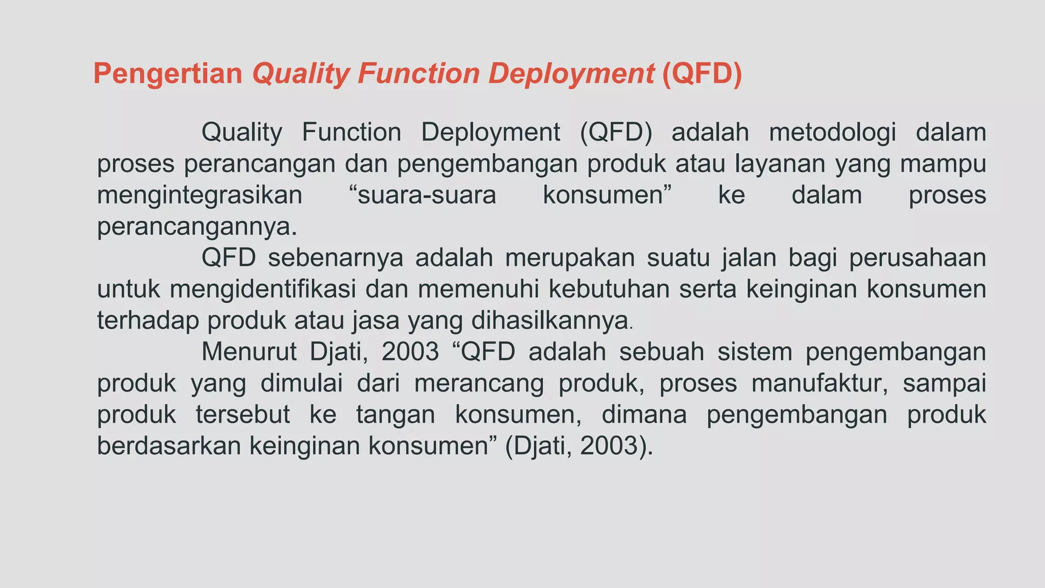 QFD MEJA BELAJAR | PPTX