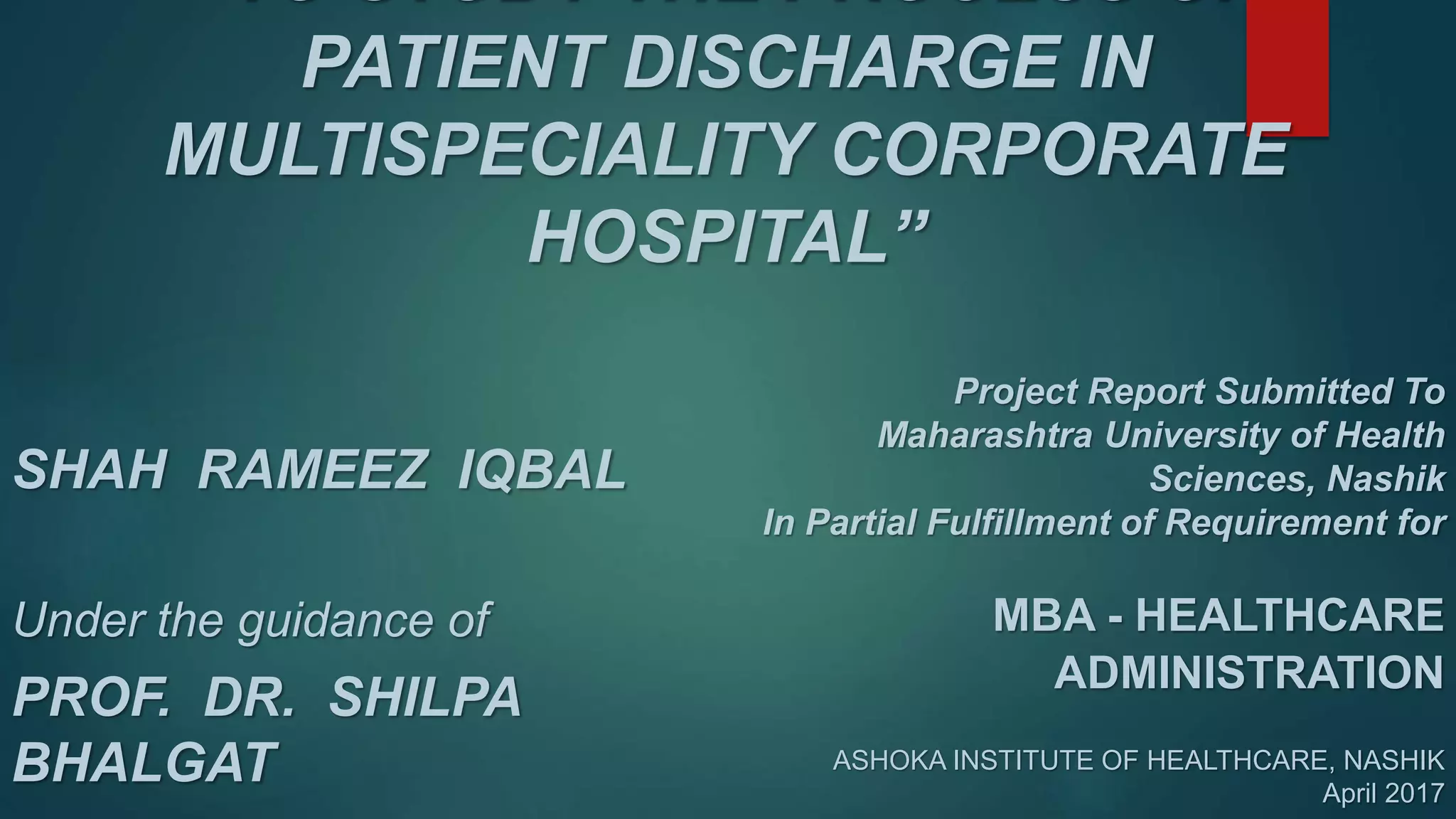 Patient Discharge Process in Corporate Hospital _ PPT | PPTX
