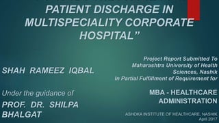 Patient Discharge Process in Corporate Hospital _ PPT | PPTX