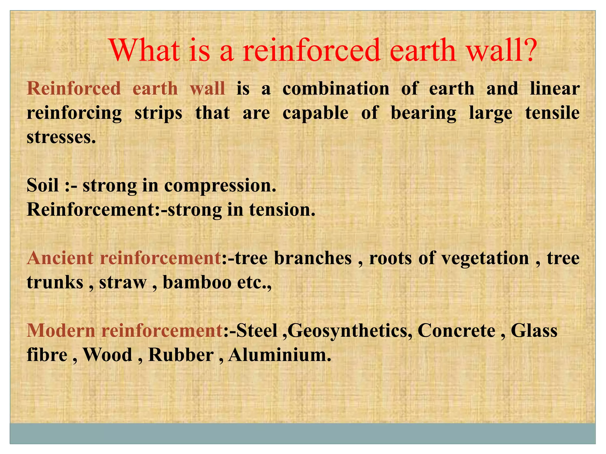 Reinforced earth wall and its design parameters | PPTX