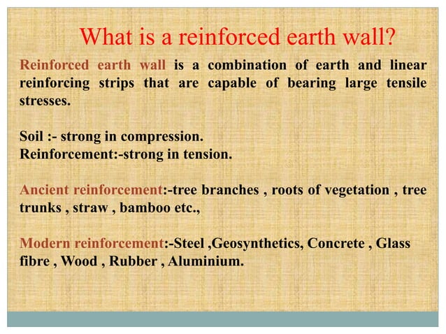 Reinforced earth wall and its design parameters | PPTX | Geology | Science