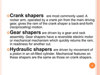 Shaper Machine project work ppt | PPTX