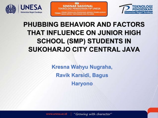 PPT prosiding perilaku phubbing pada pelajar smp di sukoharjo | PPTX