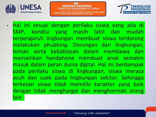 PPT prosiding perilaku phubbing pada pelajar smp di sukoharjo | PPTX