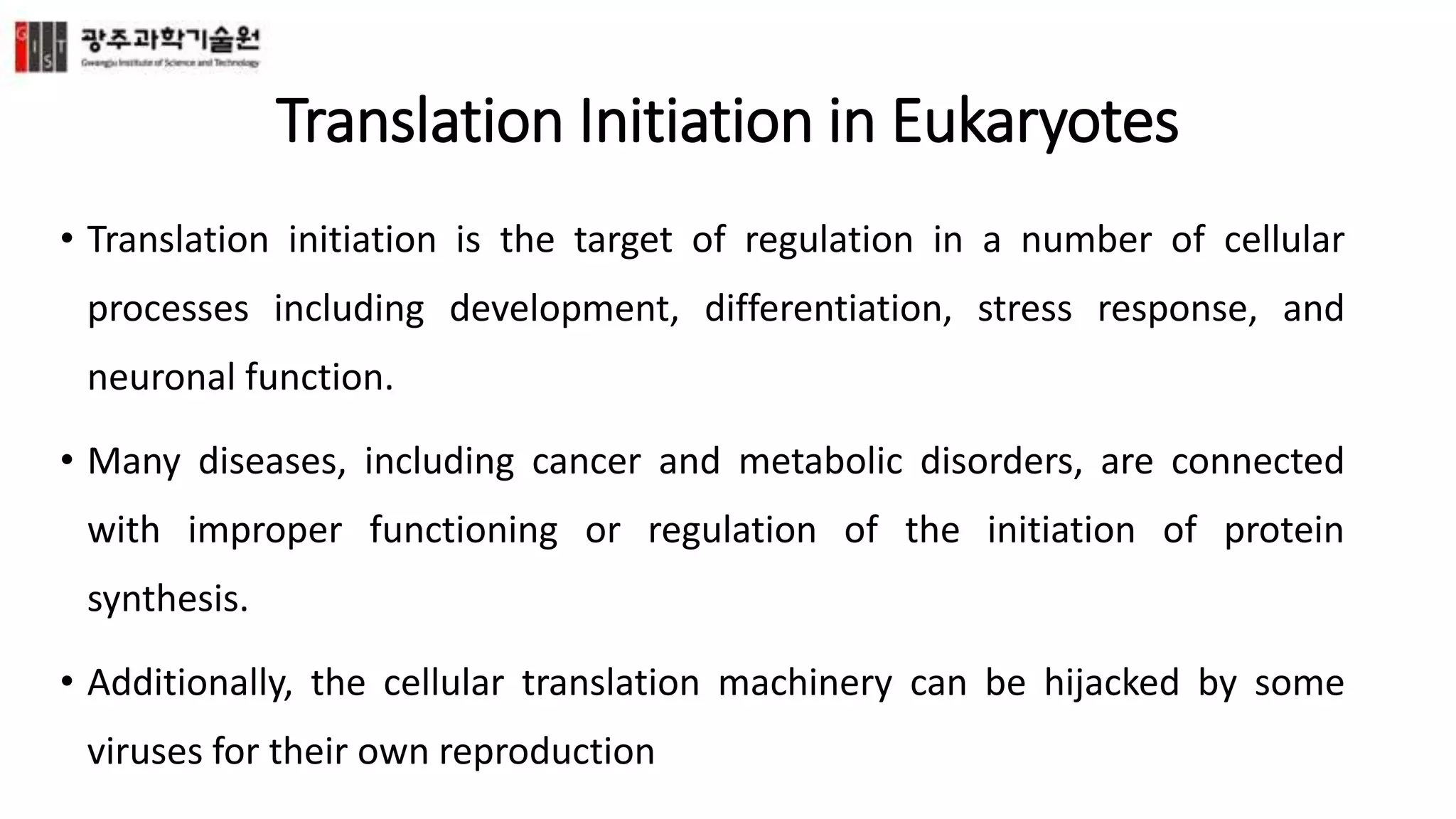 Translation Initiation in Eukaryotes | PPTX
