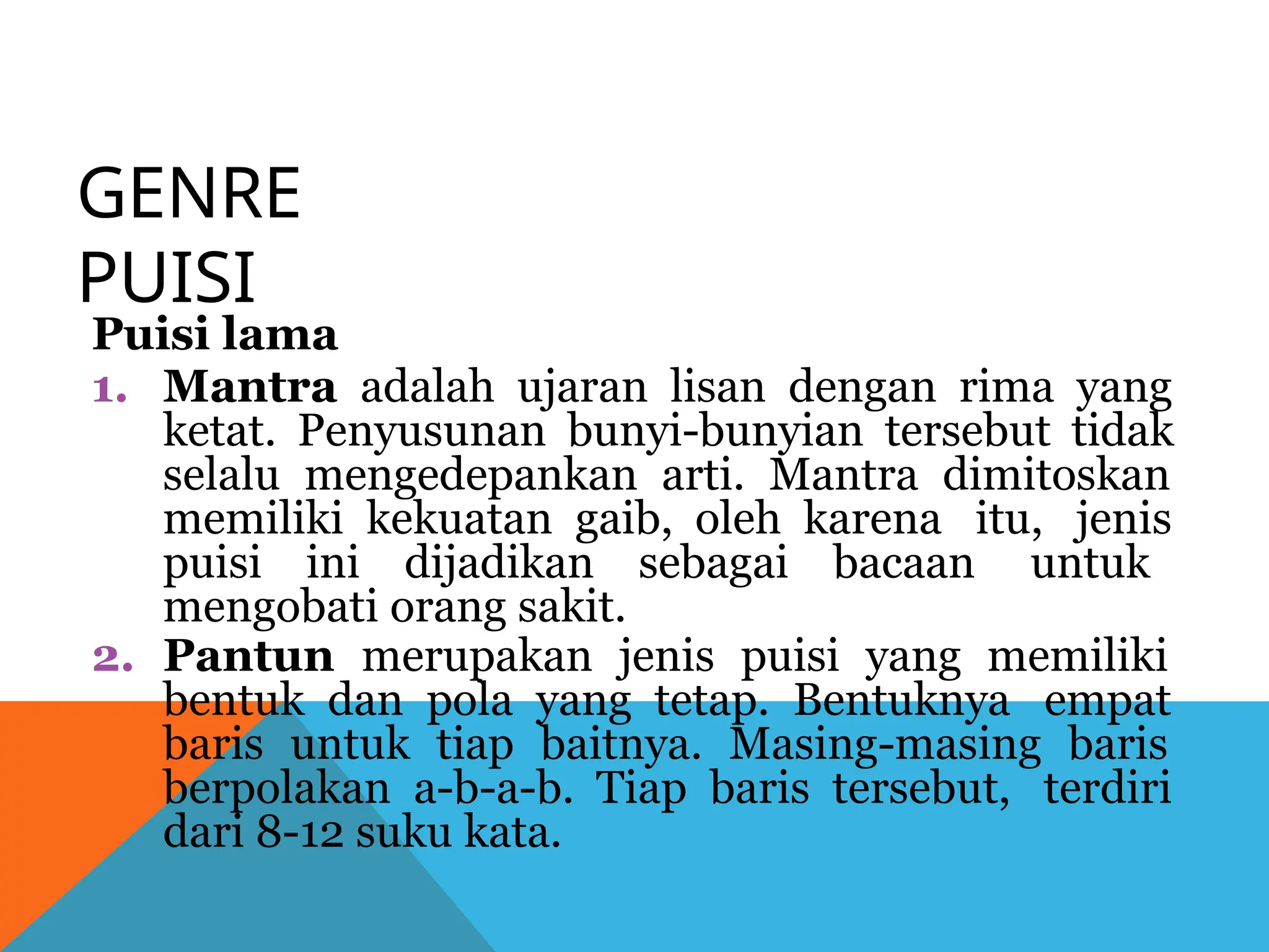 PPT PUISI untuk kelas X yang berisi penjelasan tentang puisi | PPTX