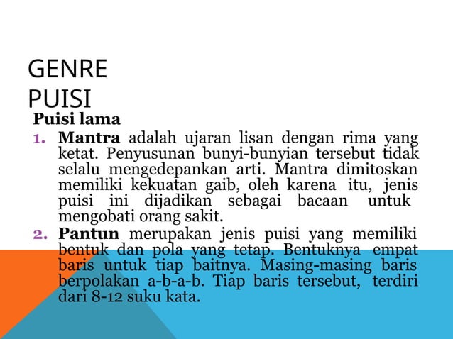 PPT PUISI untuk kelas X yang berisi penjelasan tentang puisi | PPTX