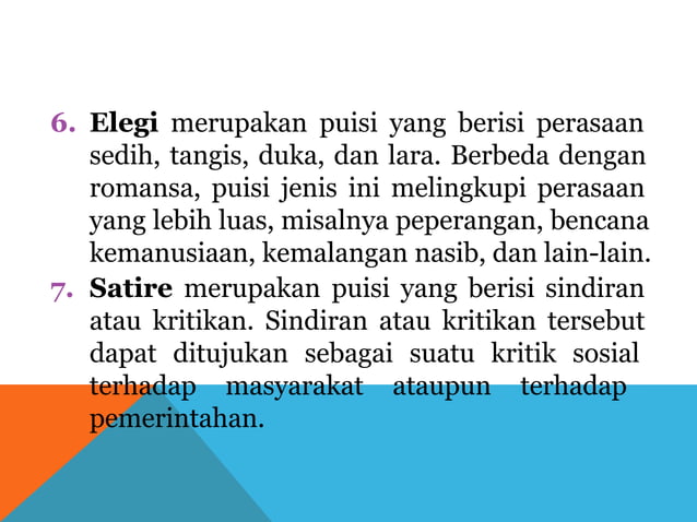 PPT PUISI untuk kelas X yang berisi penjelasan tentang puisi | PPTX