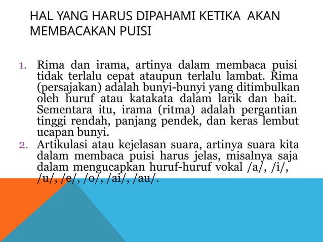 PPT PUISI untuk kelas X yang berisi penjelasan tentang puisi | PPTX